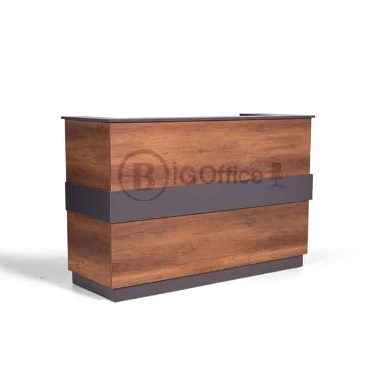 Comptoir d’accueil en bois avec bande gris foncé – Design moderne et ...