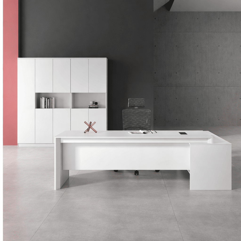 Bureau de direction blanc moderne sur mesure - Big Office Maroc