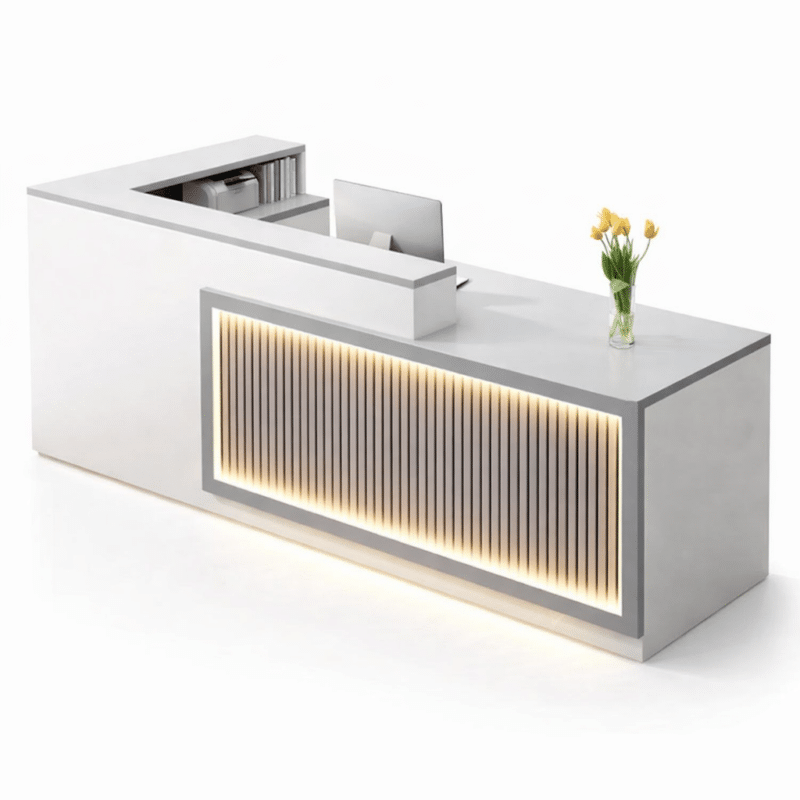 Comptoir d’accueil moderne en MDF avec éclairage LED intégré - Big ...