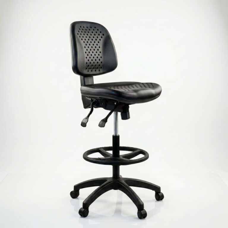 Chaise d'Atelier Ergonomique Haute en Polyuréthane Noir avec Repose ...